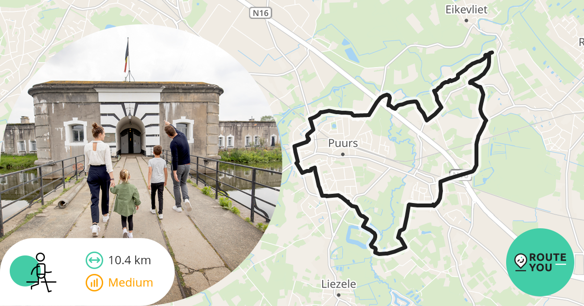Puurs Fort Liezele knooppunten - Wandelroute | RouteYou