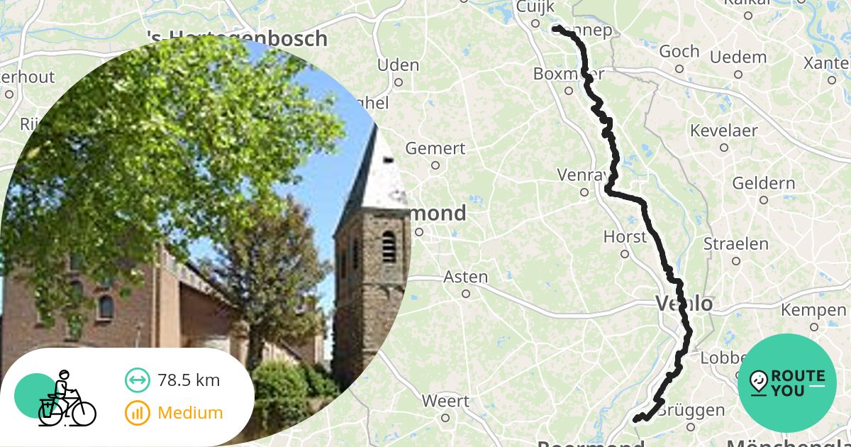 Pieterpad Etappe 6 Middelaar - Beesel - Recreatieve fietsroute | RouteYou