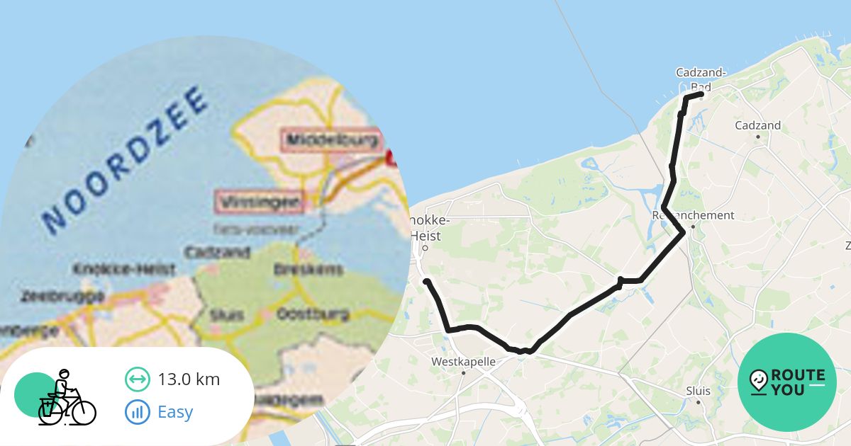 Knokke - Cadzand - Recreatieve fietsroute | RouteYou