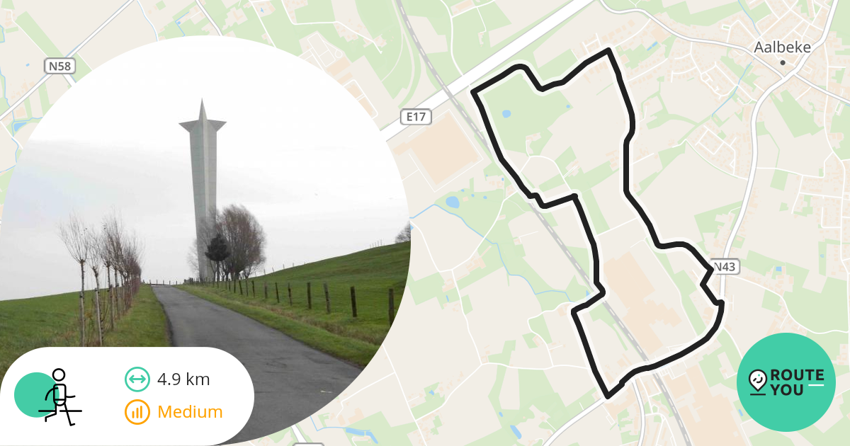 Aalbeke Sjouwer vanaf Moeskroensesteenweg - Wandelroute | RouteYou